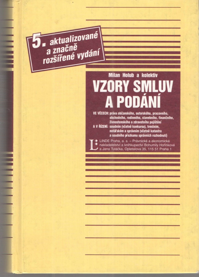 Kniha Vzory smluv a podání, 5. vydání | Odborná literatura a právnická literatura Aleš Čeněk